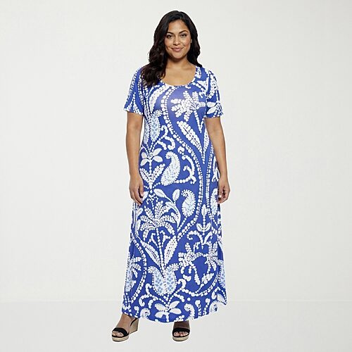Click here for 24seven Comfort Apparel Plus Size Paisley Elbow Sl... prices