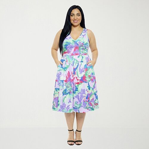 Click here for 24seven Comfort Apparel Plus Size Abstract V-Neck... prices