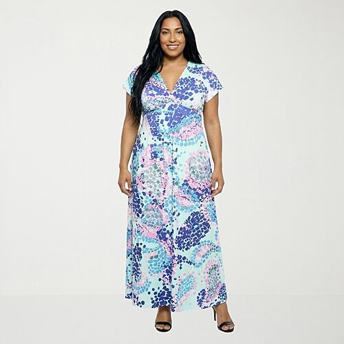 Click here for 24seven Comfort Apparel Plus Size Abstract Empire... prices