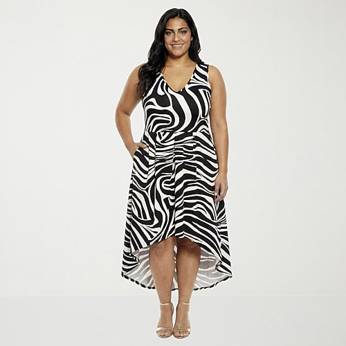 Click here for 24seven Comfort Apparel Plus Size Zebra High Low P... prices