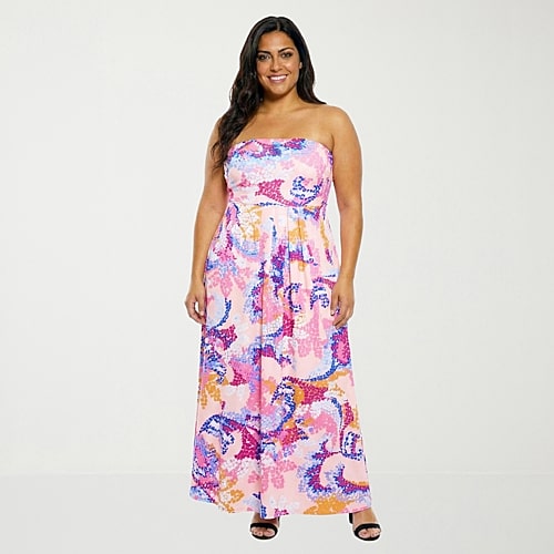 Click here for 24seven Comfort Apparel Plus Size Abstract Straple... prices