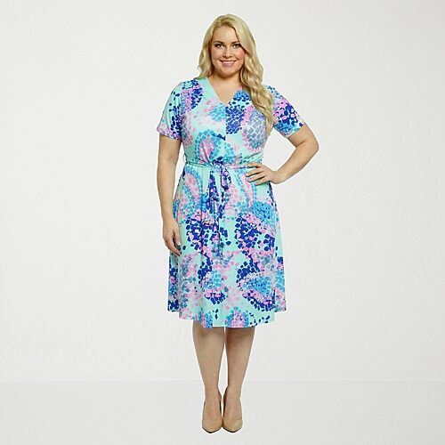 Click here for 24seven Comfort Apparel Plus Size Abstract V-Neck... prices