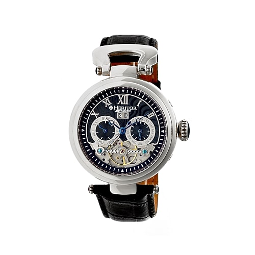 Click here for Heritor Automatic Ganzi Mens Leather Day&Date-Silv... prices