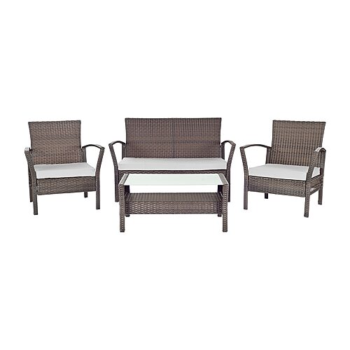 Calann Outdoor 4-Pc. Seating Set (1 Loveseat  2 Chairs & 1 Coffee Table) - Grey