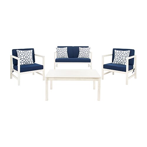 Click here for Montez 4 Pc Outdoor Set With Accent Pillows - Whit... prices