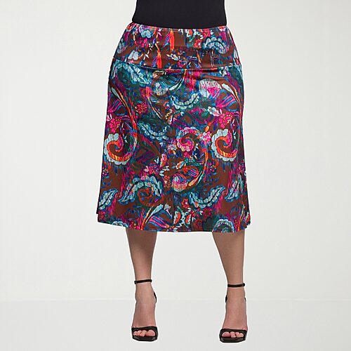 Click here for Plus Size 24/7 Comfort Apparel Brown Paisley Knee... prices