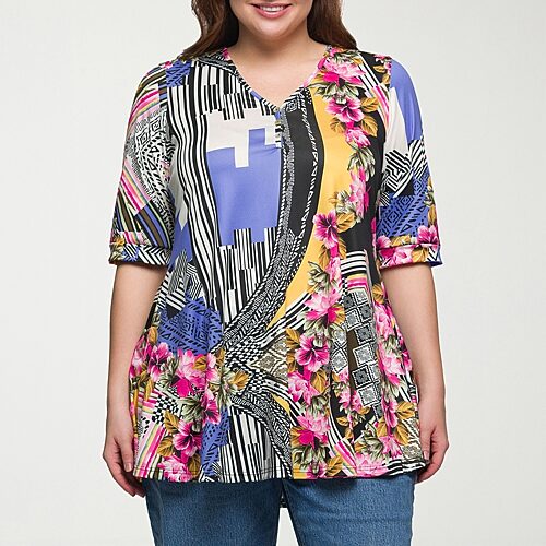Click here for Plus Size 24/7 Comfort Apparel Multicolor Floral H... prices