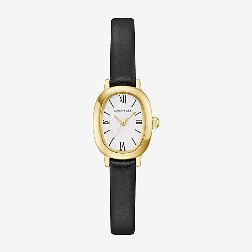 Click here for Caravelle Womens Classic Black Leather Strap Watch... prices