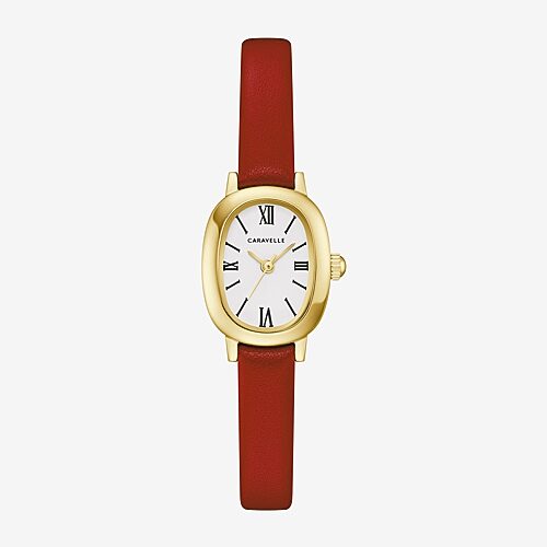 Click here for Caravelle Womens Classic Red Leather Strap Watch... prices