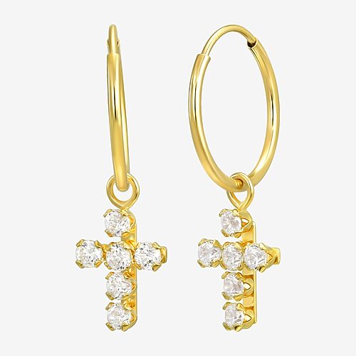 Click here for Cross Womens White Cubic Zirconia 14K Gold Cross H... prices