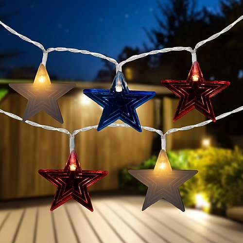 Click here for Northlight 9.5ft Americana Stars - Clear Wire Stri... prices
