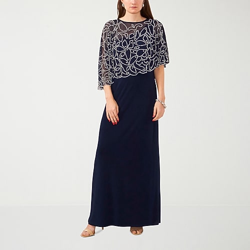 Click here for MSK Womens Round Neck Short Sleeve Cape Fitted Gow... prices