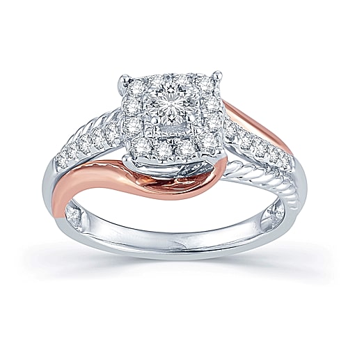 Click here for 1/2 CT.T.W. Natural Diamond 14K Two-Tone Gold Enga... prices