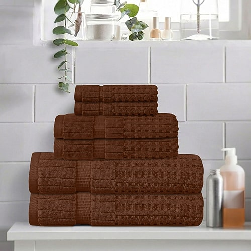 Home Weavers Inc Willow Collection 100 Cotton Zero Twist Super Absorbent 6-pc. Quick Dry Bath Towel Set  One Size  Brown