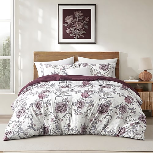 Stratford Park Rita Floral 3-Pc. Comforter Set  Queen - Purple