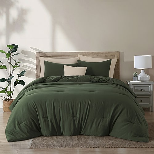 Stratford Park Anaya Solid 3-Pc. Comforter Set  Twin - Dark Green