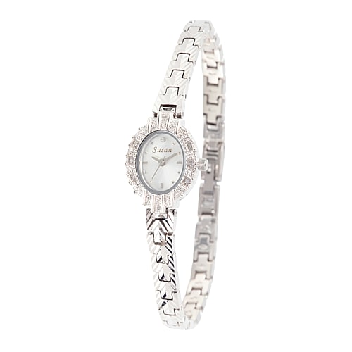 Click here for Personalized Dial Womens Diamond-Accent Oval Silve... prices
