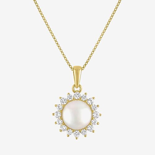 Click here for Womens White Cultured Freshwater Pearl 14K Gold Ov... prices