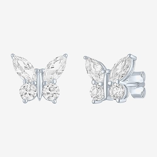 Click here for Lab Created White Sapphire Sterling Silver 10mm Bu... prices
