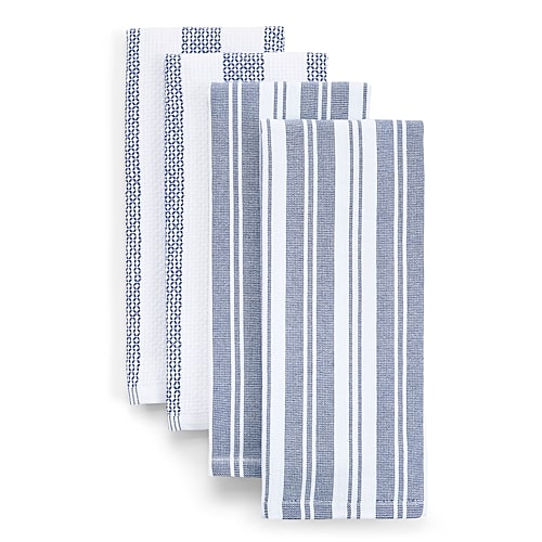 Click here for Cooks Stripe 4-pc. Kitchen Towel Set  One Size  Bl... prices