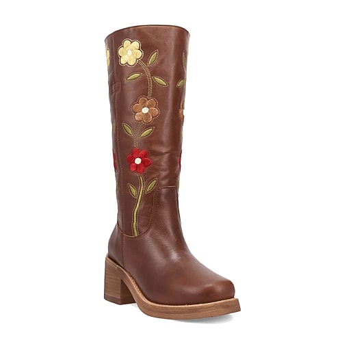 Click here for Dingo Womens Bloom Leather Boot - Brown prices