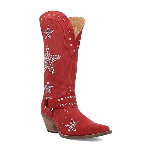 Click here for Dingo Womens Lucky Stars Suede Leather Boot - Red prices
