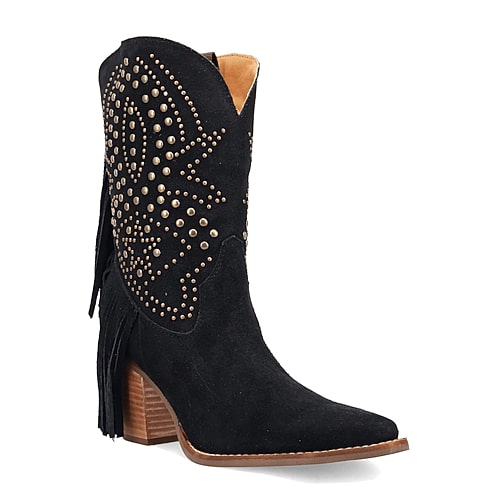 Click here for Dingo Womens Star Power Suede Leather Bootie - Bla... prices