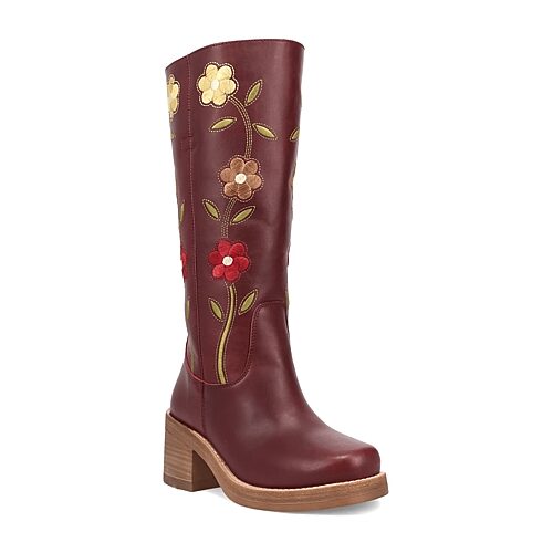 Click here for Dingo Womens Bloom Leather Boot - Merlot prices