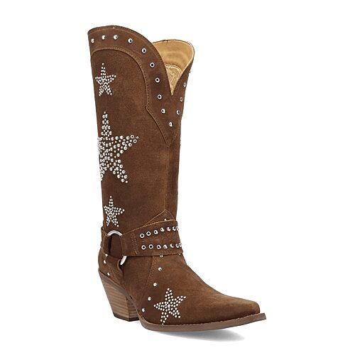 Click here for Dingo Womens Lucky Stars Suede Leather Boot - Brow... prices