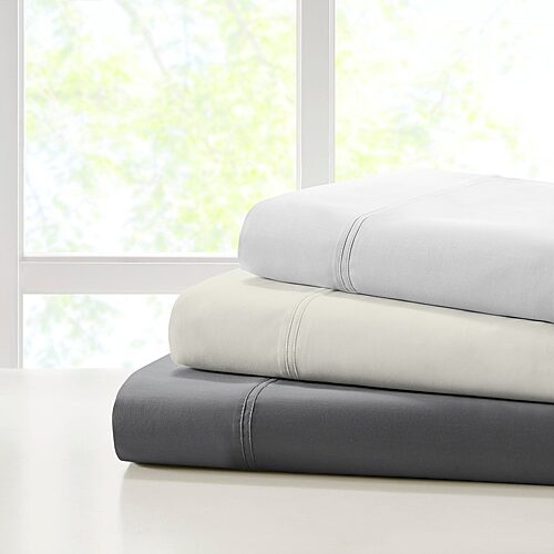 Color Sense 800 Thread Count Cotton Blend 4 Pc Sateen Sheet Set  King - Light Gray
