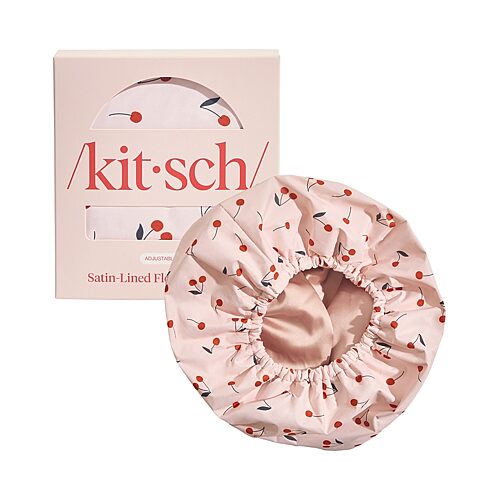 Click here for Kitsch Satin-Lined Flexi Shower Cap- Cherry Print... prices
