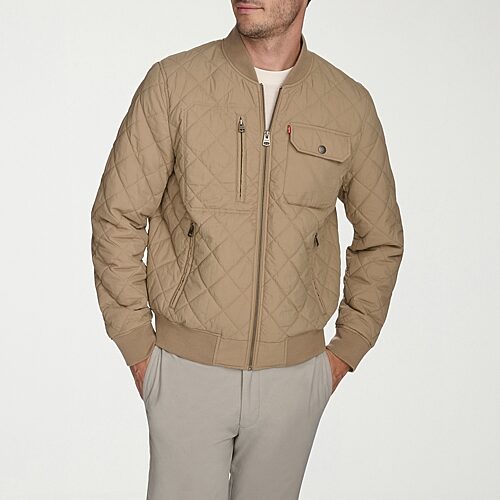 Levis Mens Water Resistant Midweight Bomber Jacket  Medium  Beige