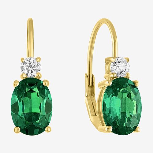 Click here for Gemstone 10K Gold Oval Drop Earrings  One Size  Em... prices