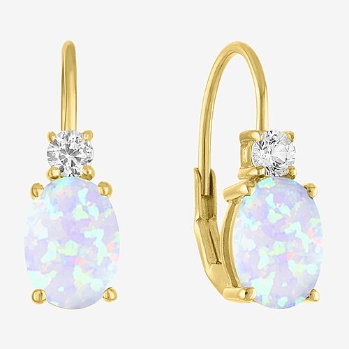 Click here for Gemstone 10K Gold Oval Drop Earrings  One Size  Op... prices