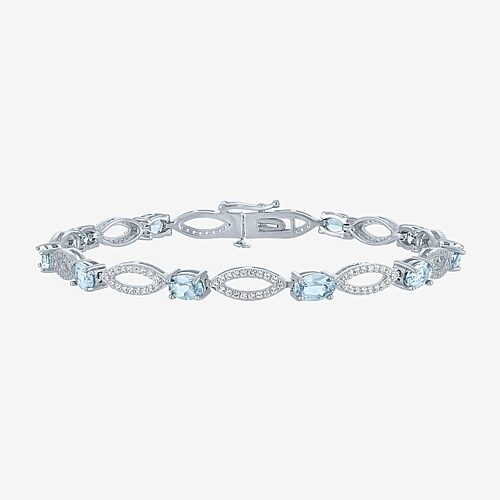 Click here for Gemstone Sterling Silver Oval Tennis Bracelet  One... prices