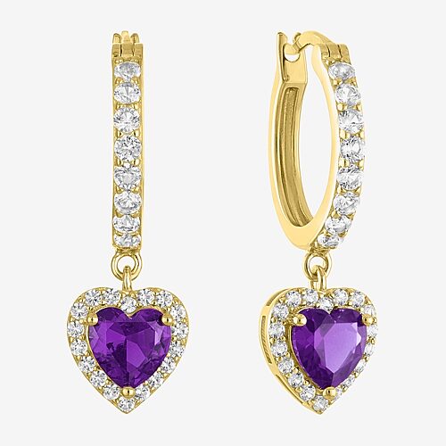 Click here for Gemstone 14K Gold Over Silver Heart Drop Earrings... prices