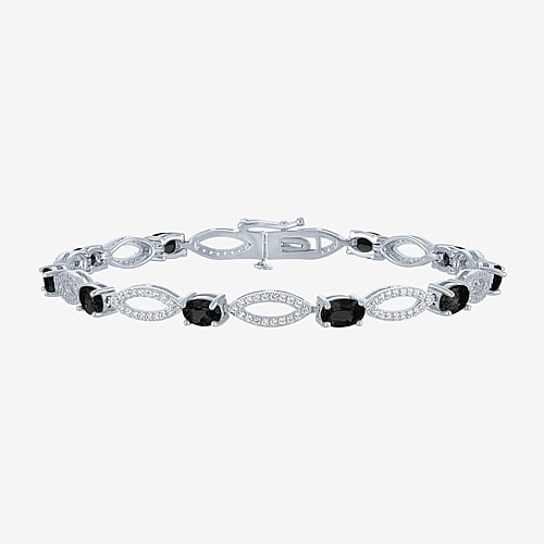 Click here for Gemstone Sterling Silver Oval Tennis Bracelet  One... prices