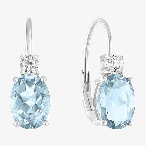 Click here for Gemstone 10K Gold Oval Drop Earrings  One Size  Aq... prices