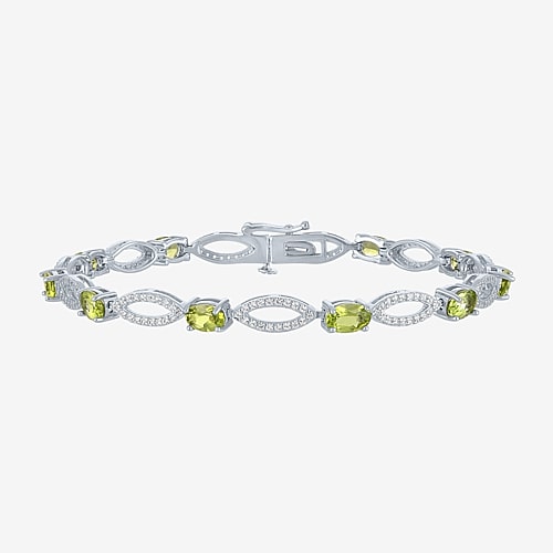 Click here for Gemstone Sterling Silver Oval Tennis Bracelet  One... prices
