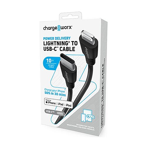 Chargeworx 6 Power Delivery Lightning To Usb-C Cbl  One Size  Black