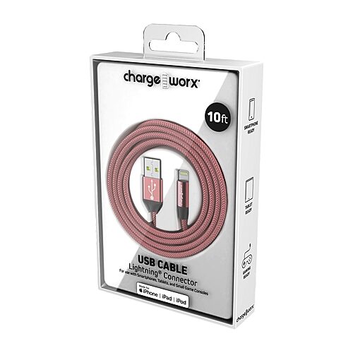 Chargeworx 10Ft Usb Cable Lightning Connector  One Size  Yellow