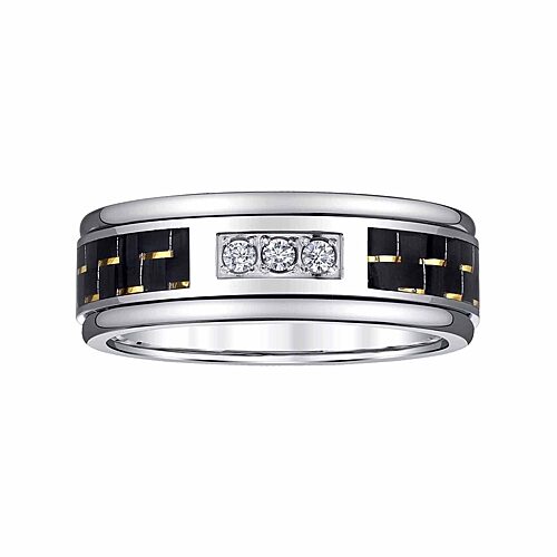 Click here for Mens 8MM 1/7 CT. T.W. Natural White Diamond Tungst... prices