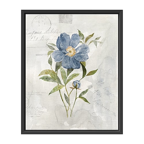 Click here for Lumaprints Blue Linen Peony Framed Canvas Art  One... prices