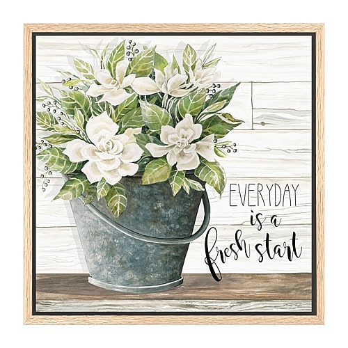 Lumaprints Everyday Is A Fresh Start Framed Canvas Art  One Size  White