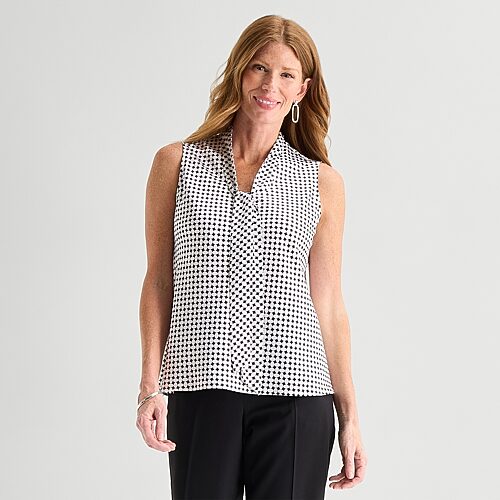 Click here for Black Label by Evan-Picone Womens Split Tie Neck S... prices