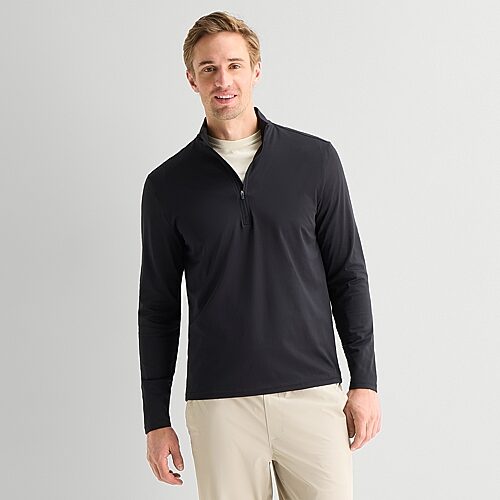 Click here for Xersion Mens Mock Neck Long Sleeve Quarter-Zip Pul... prices