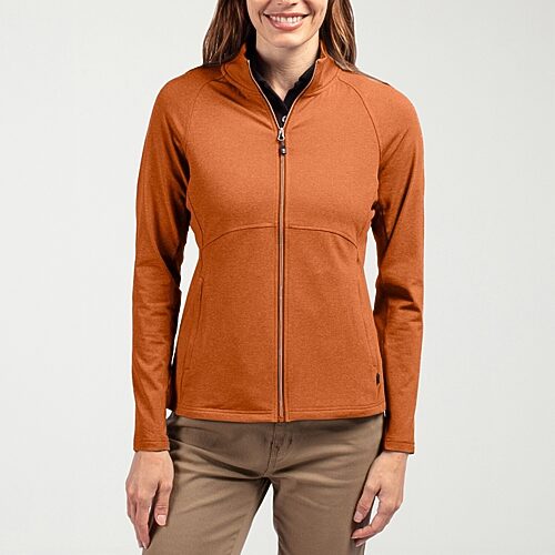 CutterBuck Womens Cutter Buck Adapt Eco Knit Heather Recycled Full Zip Jacket - Texas orange heather