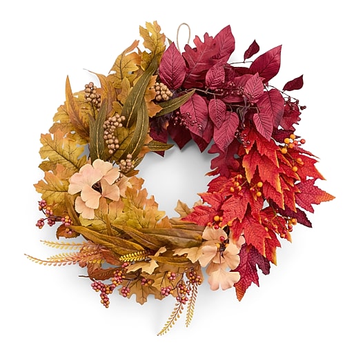 Click here for Layerings Ombre Leaves Wreath  One Size  Yellow prices
