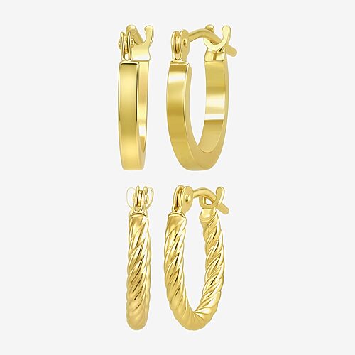 Click here for Womens 14K Gold 2 Pair Earring Set  One Size  Yell... prices