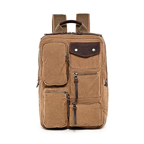 Click here for Tsd Brand Ridge Valley Canvas Backpack - Camel prices